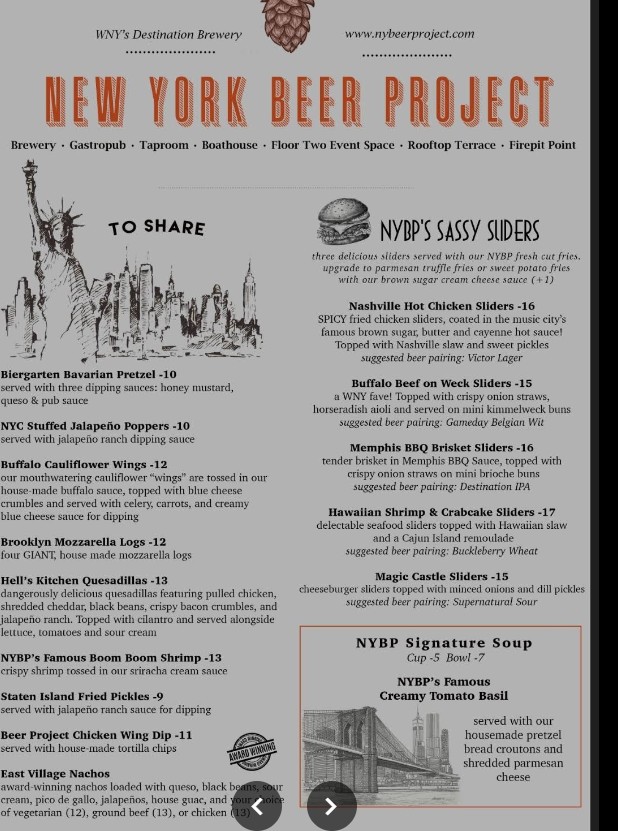 New York Beer Project Restaurant Menu | Brewpub & Craft Beer in ...
